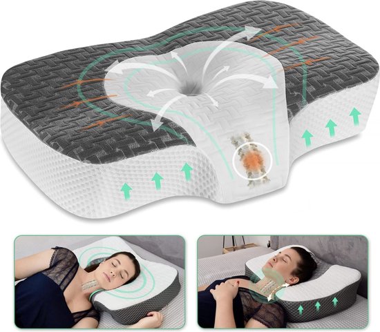 Orthopedische Memory Foam Kussen Verwijderbaar Ergonomisch nekkussen voor nek en... | bol