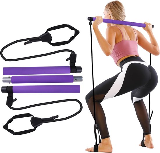 Pilates Stick Kit, met instelbare weerstand en draagbare pilates ...