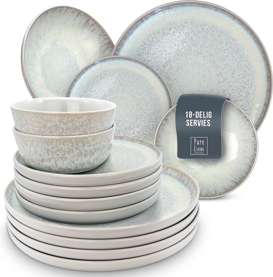 Servies Ibiza stijl - 18-delige bordenset voor 6 personen - Vaatwasser ...