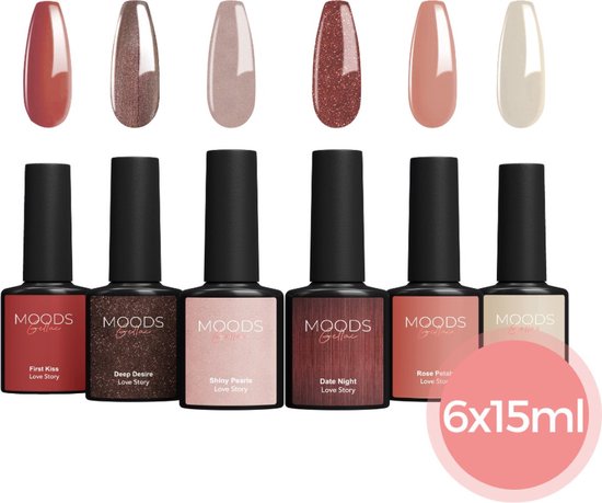 Moods Gellac 6-delige Set - Gel Nagellak - 15ML - Love Story - Gellak - Nagels -... | bol