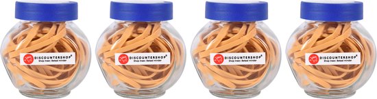 Post Elastieken - Beige Rubber - 4 Glas Potjes van 50g - Kantoor ...