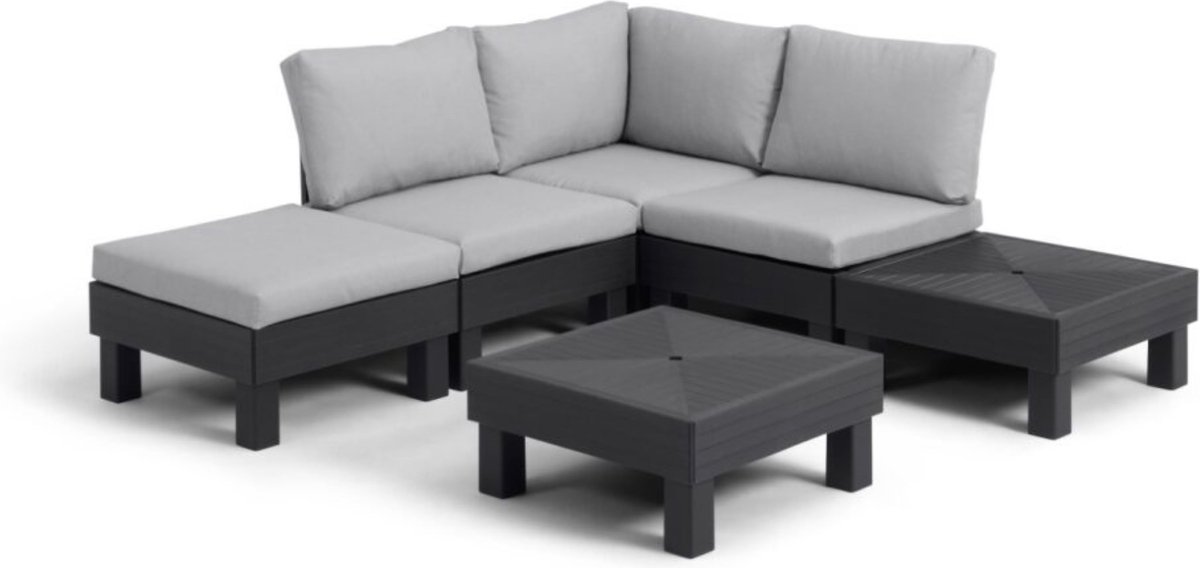 Keter Elements Loungeset- 4 a 6 personen - Grafiet - Palletkussenwinkel.nl