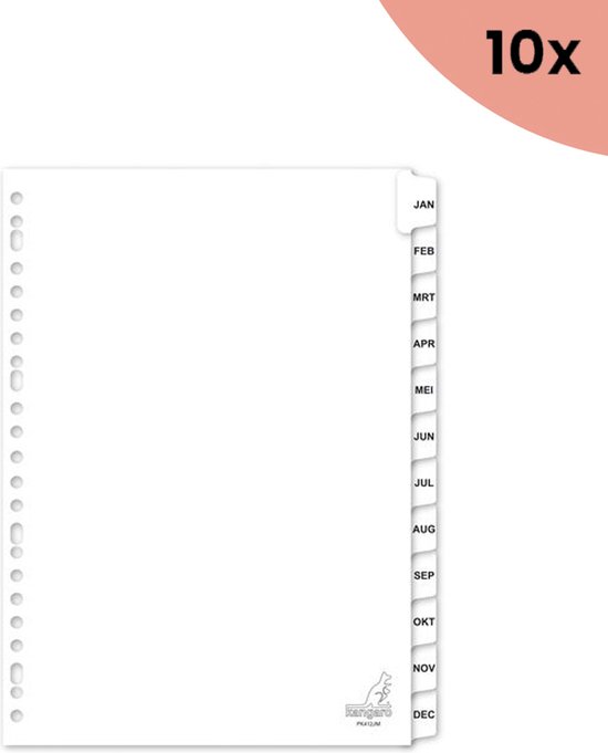 10x KTC Tabblad A4 letters karton 190 grams wit 23-gaats 12-delig ...