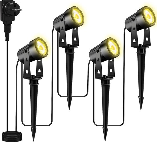 tuin lamp Tuinverlichting 4 in 1 tuinlamp met grondpen, 1200lm 3000K ...