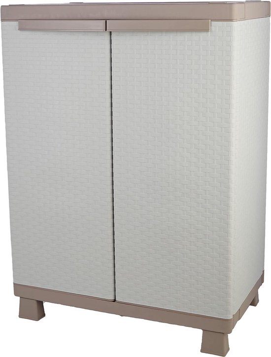 Kast met 2 Deuren en 1 Verstelbare Plank in Rotan-Look voor Binnen en ...