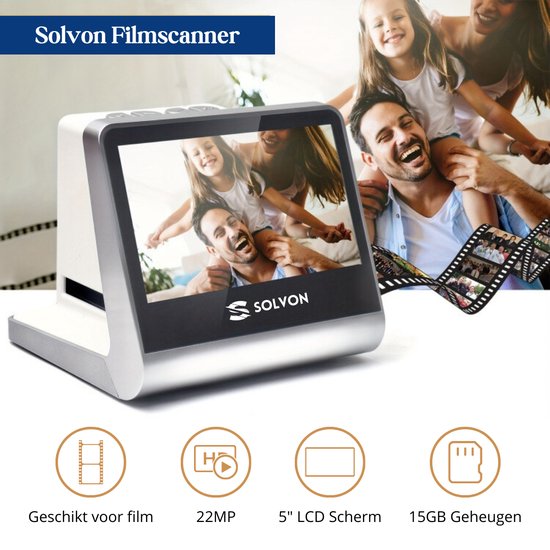 Solvon Alles-in-1 Diascanner met 16 GB opslag - Negatiefscanner met ...