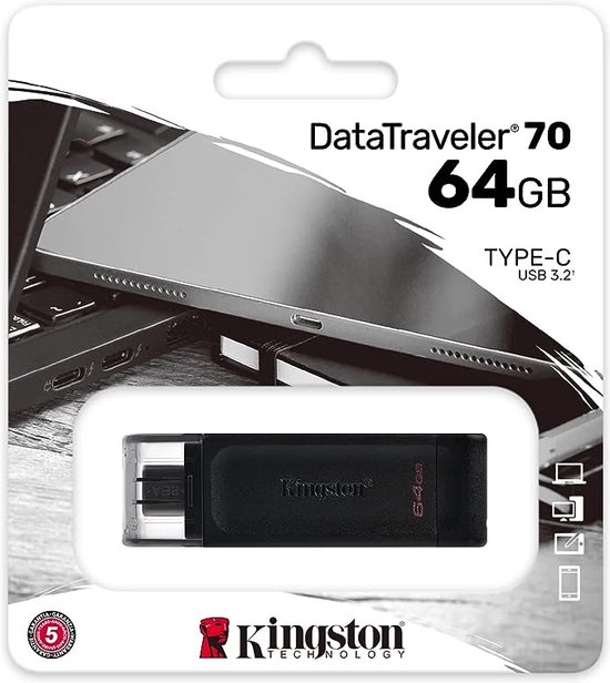 Kingston C-USB STICK DataTraveler 70 - DT70/64GB USB-C Flash Drive ...
