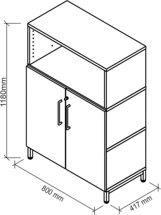FlexWall | 3 OH | deuren + kast | met sokkelframe - Wit/Wit | bol