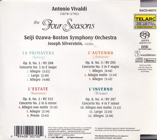 Super-Audio-CD The Four Seasons - Antonio Vivaldi - Boston Symphony ...