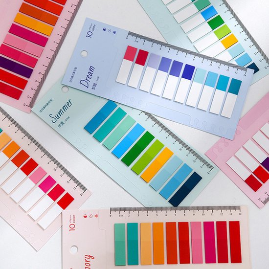 Index tabs - 400 stuks - inclusief liniaal - 20 kleuren - sticky notes ...