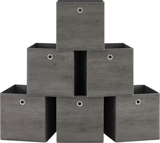 Opbergkubussen, set van 6 opbergbakken met handvat | bol