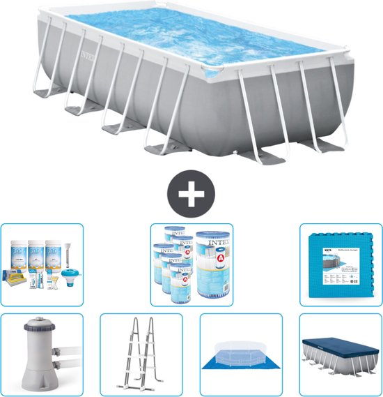 Intex Rechthoekig Prism Frame Zwembad - 488 x 244 x 107 cm - Grijs ...