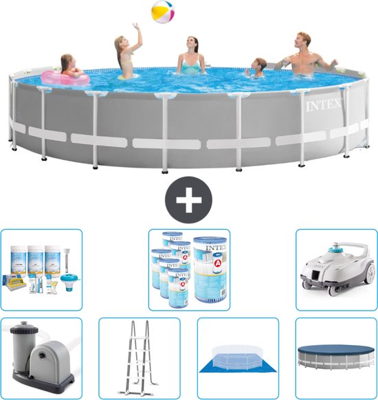 Intex Rond Prism Frame Zwembad - 548 x 122 cm - Grijs - Inclusief Pomp - Ladder -... | bol