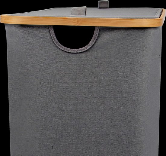 Donker Wasmand 2 vakken met deksel 100 liter bamboe-stof groot ...