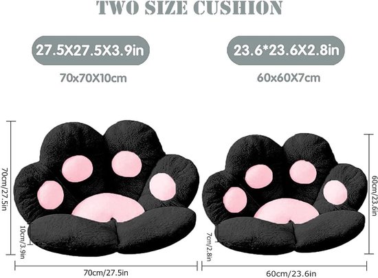 Schattig kattenpoot kussen voor stoel en bank - zwart - 60x60cm ...