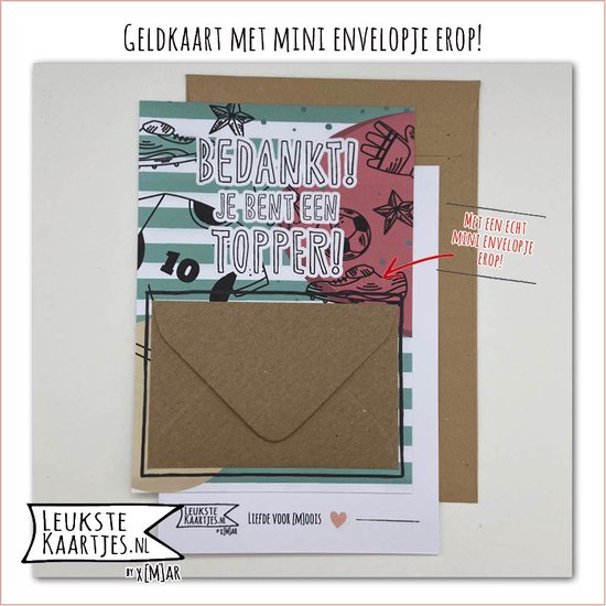 Geldkaart met mini Envelopje -> Bedankt - Voetbal - No: 02 (BEDANKT ...