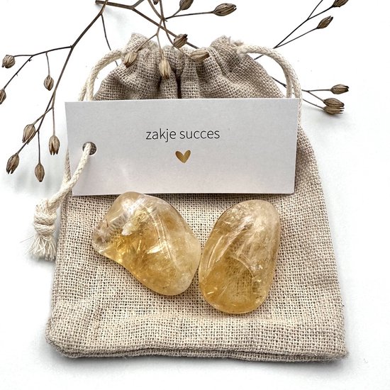 Zakje Succes - Citrien gepolijst -edelstenen set-voorspoed-welvaart ...
