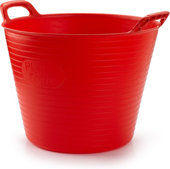 Haardblokken/houtblokken flexibele emmer/kuip - rood - 42 liter -38 x ...