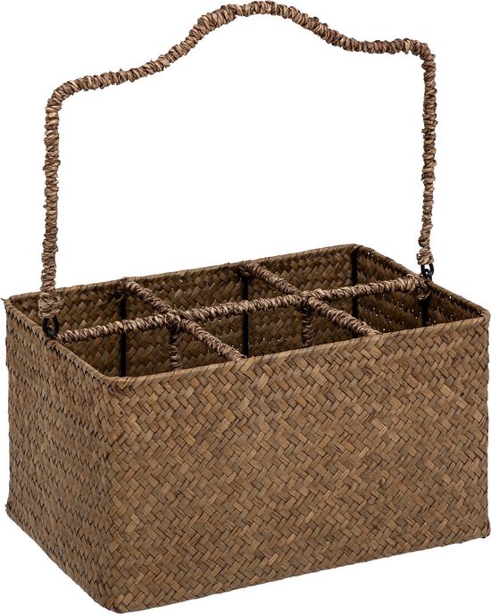 Atmosphera Flessenhouder Mand 6x75cl - The Floral Collection - Bruin | bol