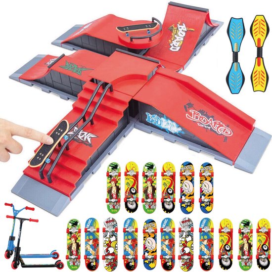Jespro Fingerboard skatepark + accessoires - Set - 6 Ramps - Incl 17 skateboards -... | bol