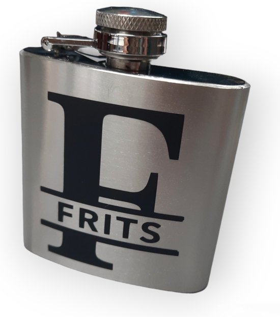 Persoonlijk RVS Heupfles met Schroefdop - 175 ml - 11x10 cm met naam ...
