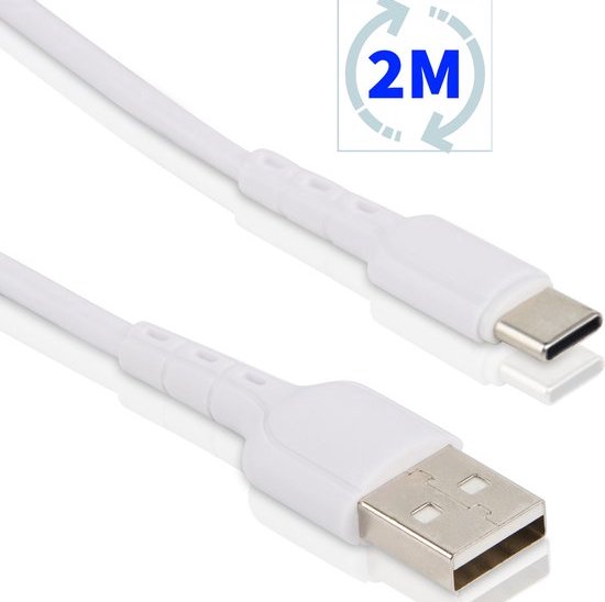 Eisenz 2Meter Data Kabel Lange Lengte USB A naar Type-C - Wit Snelle ...