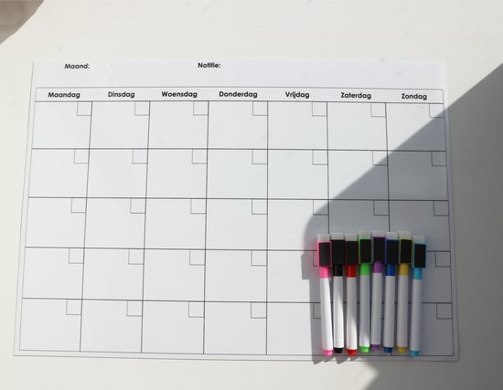 Maandplanner - Whiteboard Magnetisch - A3 liggend - inclusief ...