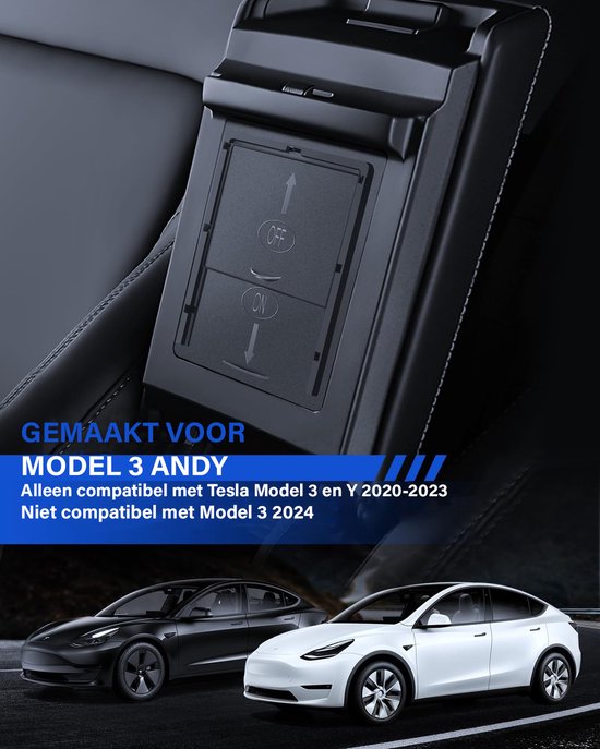 Tesla Model 3/Y 2019-2023 Armsteun Organizer - Middenconsole Geheim Vak ...