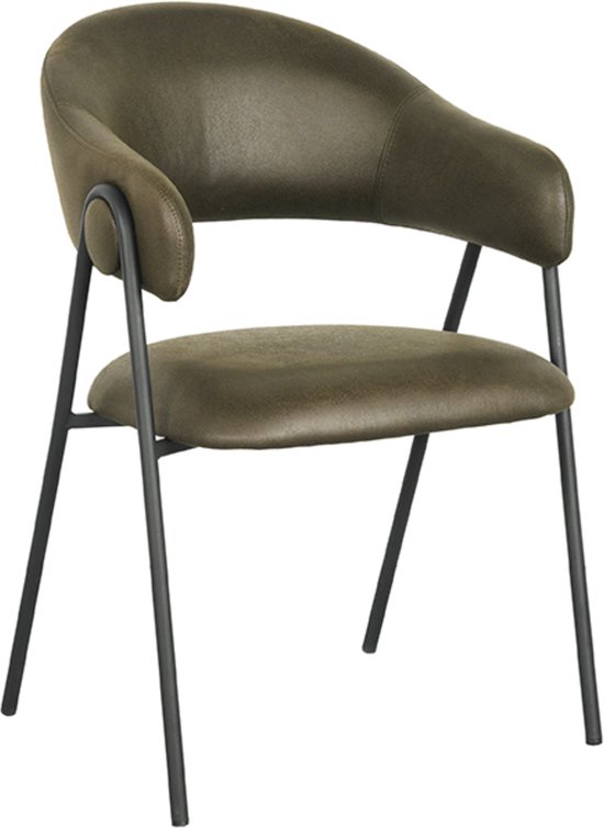 LABEL51 Lowen Eetkamerstoel - Groen - Microfiber | bol