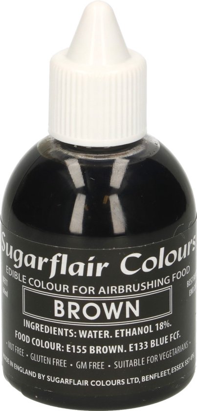 Sugarflair Airbrush Kleurstof - Bruin - 60ml - Eetbare Kleurstof | bol