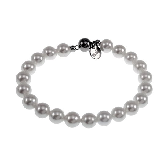 17cm x 8mm Armband Dames - RVS - Gebroken Witte Natuurlijke Schelp Parelsarmband | bol