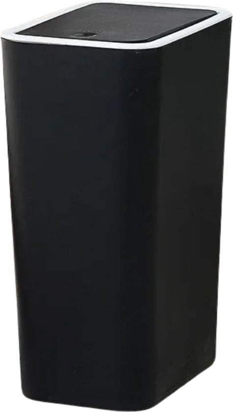 P&P Goods Toiletemmer - Met Deksel - Drukknop - 8L - Rond - Zwart | bol
