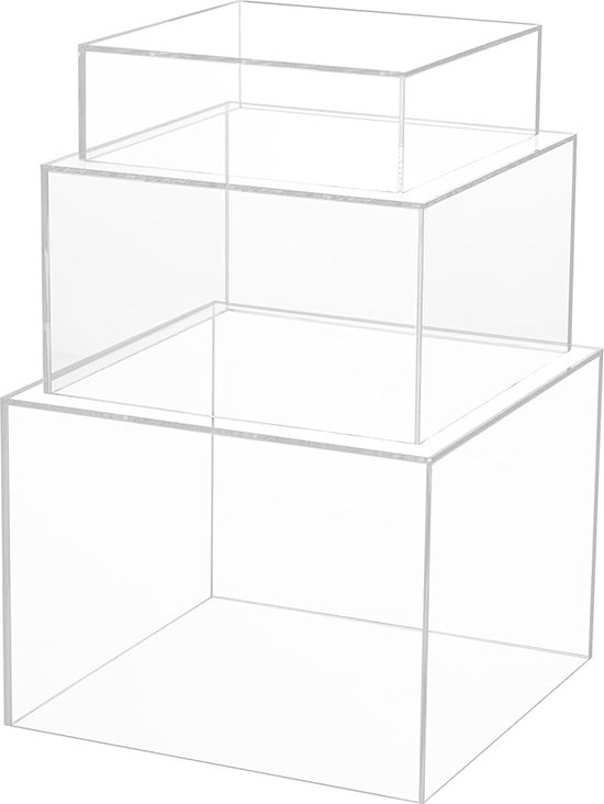 Acryl Kubus Display Risers [3 Pak] - Doorzichtige in Elkaar Stapelbare ...