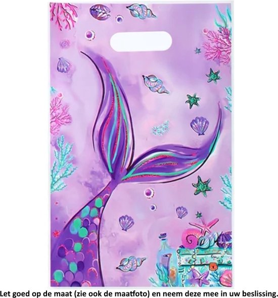 10x Uitdeelzakjes Zeemeermin Design 16.5 x 25 cm - Mermaid ...