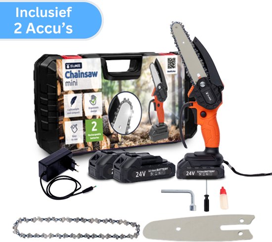 Mini Kettingzaag - Snoeizaag met 2 accu's - Takkenzaag - Opbergen in ...