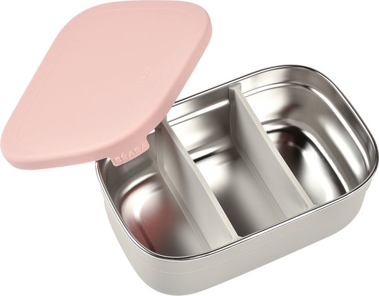 Beaba - Broodtrommel - Brooddoos - Lunchbox - RVS - Siliconen - Roze | bol