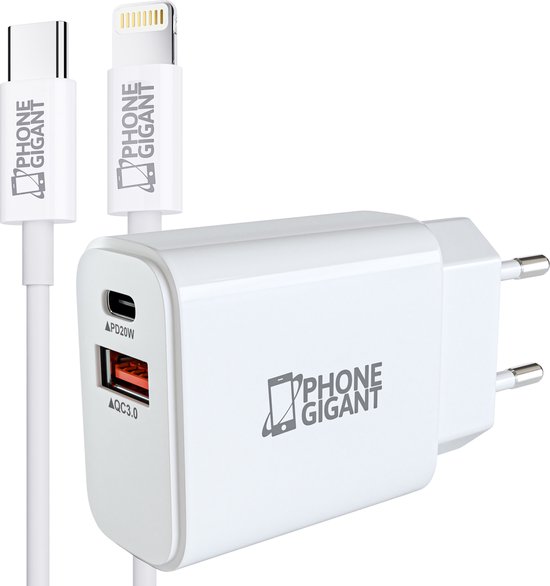 PhoneGigant oplader met USB C naar Lightning kabel - Snellader - 2 ...
