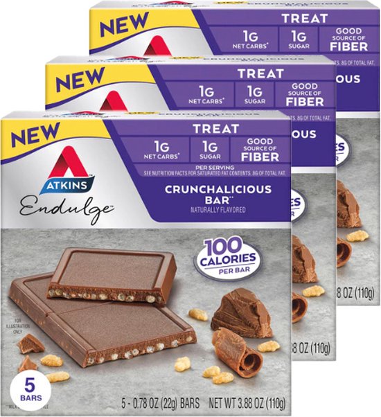 Atkins | Endulge | Crunchalicious Bar | Doos | 3 stuks | 3 x 22 gram | bol