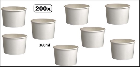 200x IJsbeker Big karton wit 360ml - IJs beker vruchten slagroom ijsbak ...