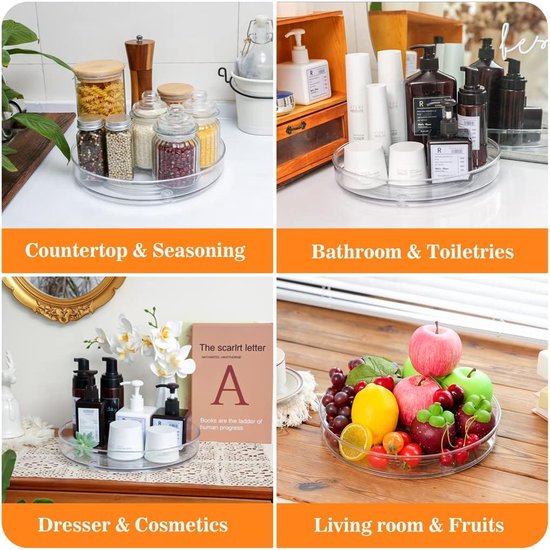 Lazy Susan Draaiplateau, organizer, 23,5 cm, 2 stuks, draaiplateau, kruidenrek, 360... | bol