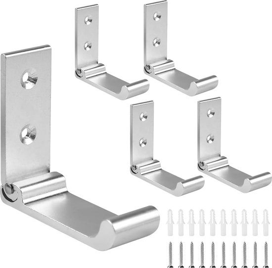 Set van 5 opvouwbare muurhaken 90° opvouwbare kledinghaken Opvouwbare ...