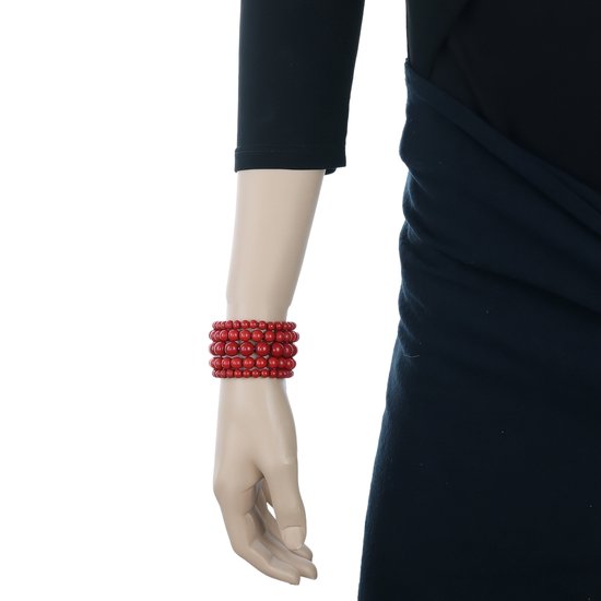 Behave - Armband - Elastich - Set van 5 Rode Armbanden met strik | bol