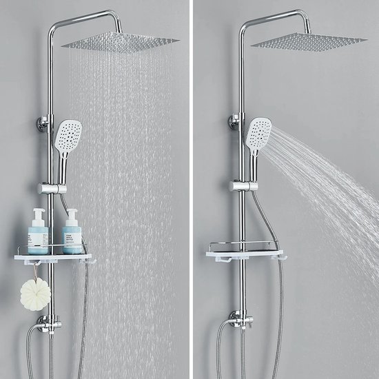 Naiz® - Chrome douchekraan set - Regendouche - Verstelbare stang met ...