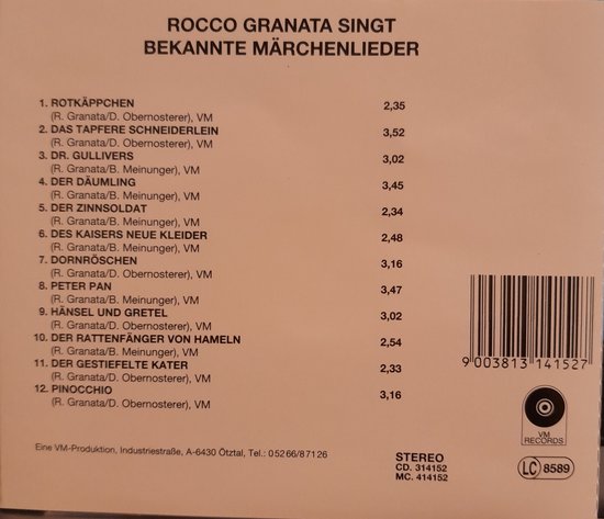 Rocco Granata - Singt Bekannte Marchenlieder - Cd Album, Rocco Granata ...