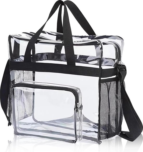 Transparante tas - PVC - Doorzichtige make-up tas met ritsvakken ...