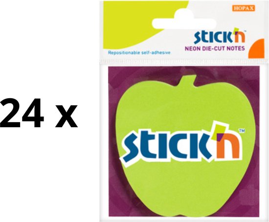 Stick'n Sticky appel notes, 70x70mm, appel, 50 vel, neon groen - 24 ...