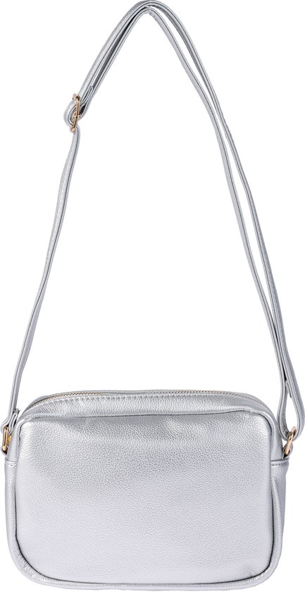 Nouka Metallic Zilveren Dames Tas – Schoudertas – Crossbody – Compact ...