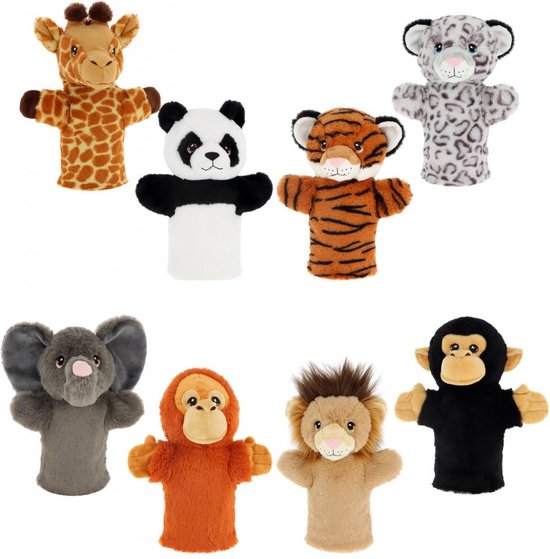 Keel Eco - 8 Pluche Handpoppen - Wildlife - Jungle - 27 cm | bol