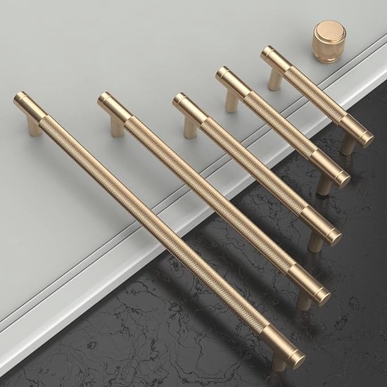 Amerdeco Gekartelde kastgrepen, gouden meubelgrepen, 128 mm gatafstand ...