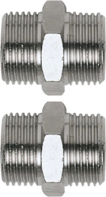 CriKo dubbele nippel 3/8" buitendraad x 1/4" buitendraad - Voor compressor - 2 stuks | bol